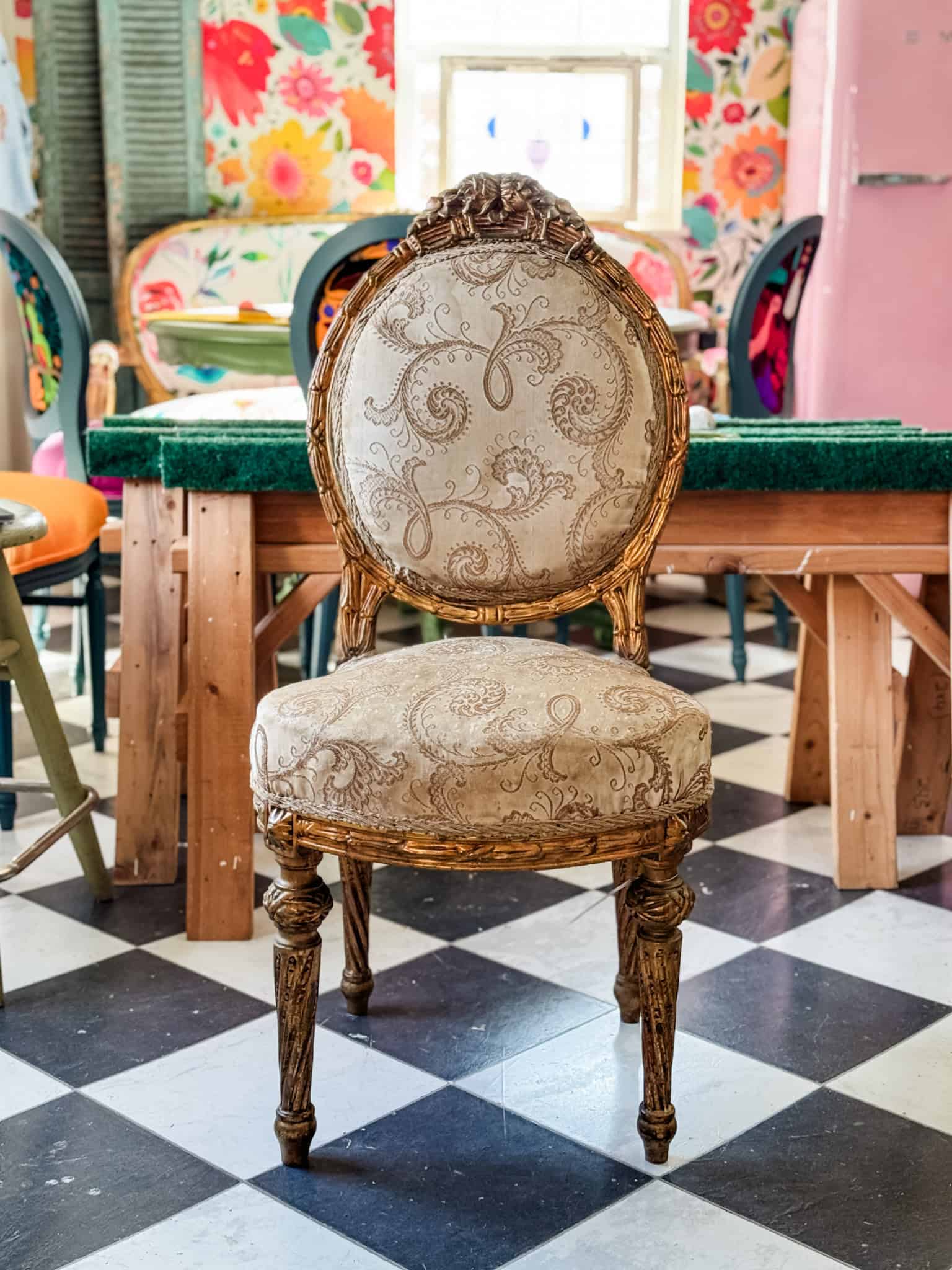 DIY Antique Chair Makeover | Floral Fabric Revamp for a Vibrant Kitchen ...